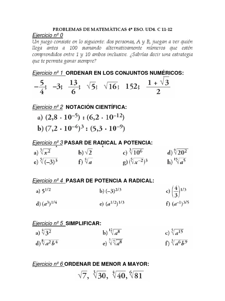 Problemas de Matemáticas 4º Eso Ud4 | PDF