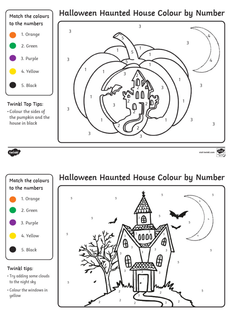 Halloween Haunted House Color Activity | PDF | Color