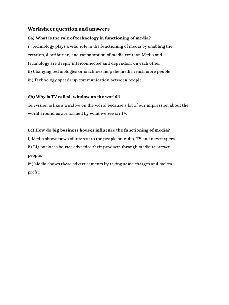 Class 7 Ws Qa Media | PDF | News | Social Psychology