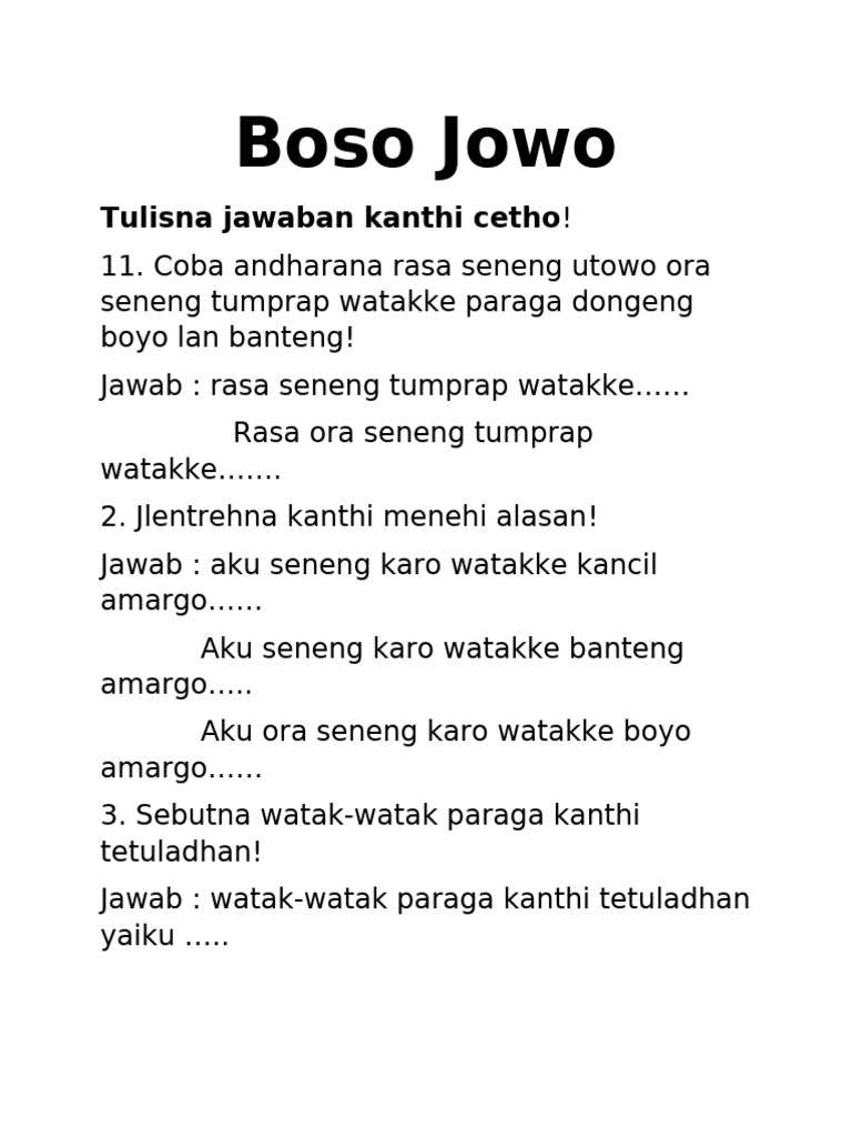 Soal Boso Jowo | PDF