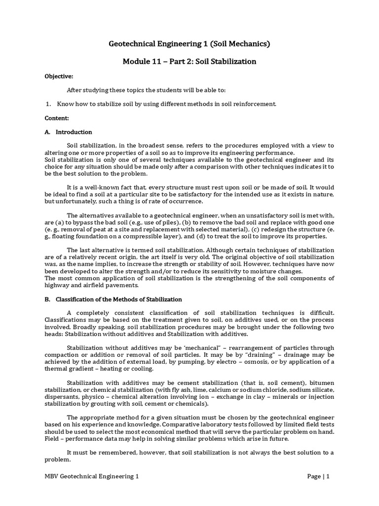 Module 11 Part 2 Soil Stabilization | PDF | Fibers | Geotechnical Engineering