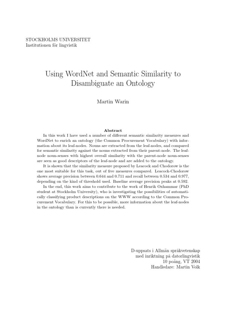 Wordnet and Semantick Similarity | PDF | Semantics | Linguistics