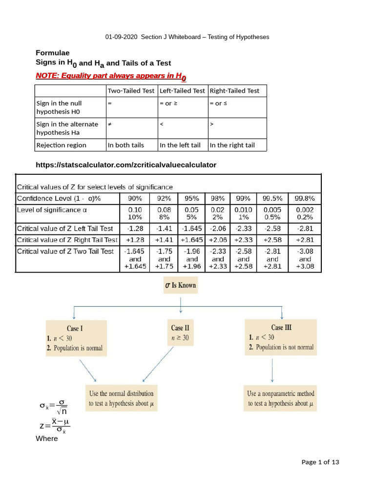 08 Hypotheses Formula & Questions | PDF | Statistical Significance ...