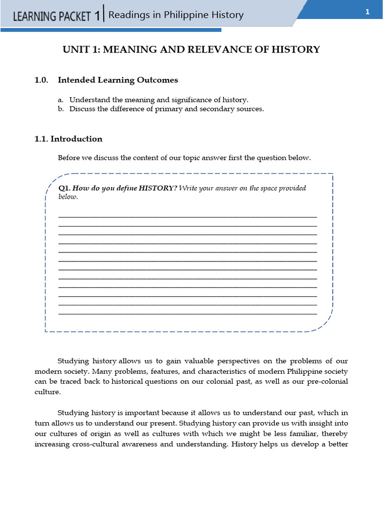 Unit-1 Reading in Philippine History | PDF | Primary Sources
