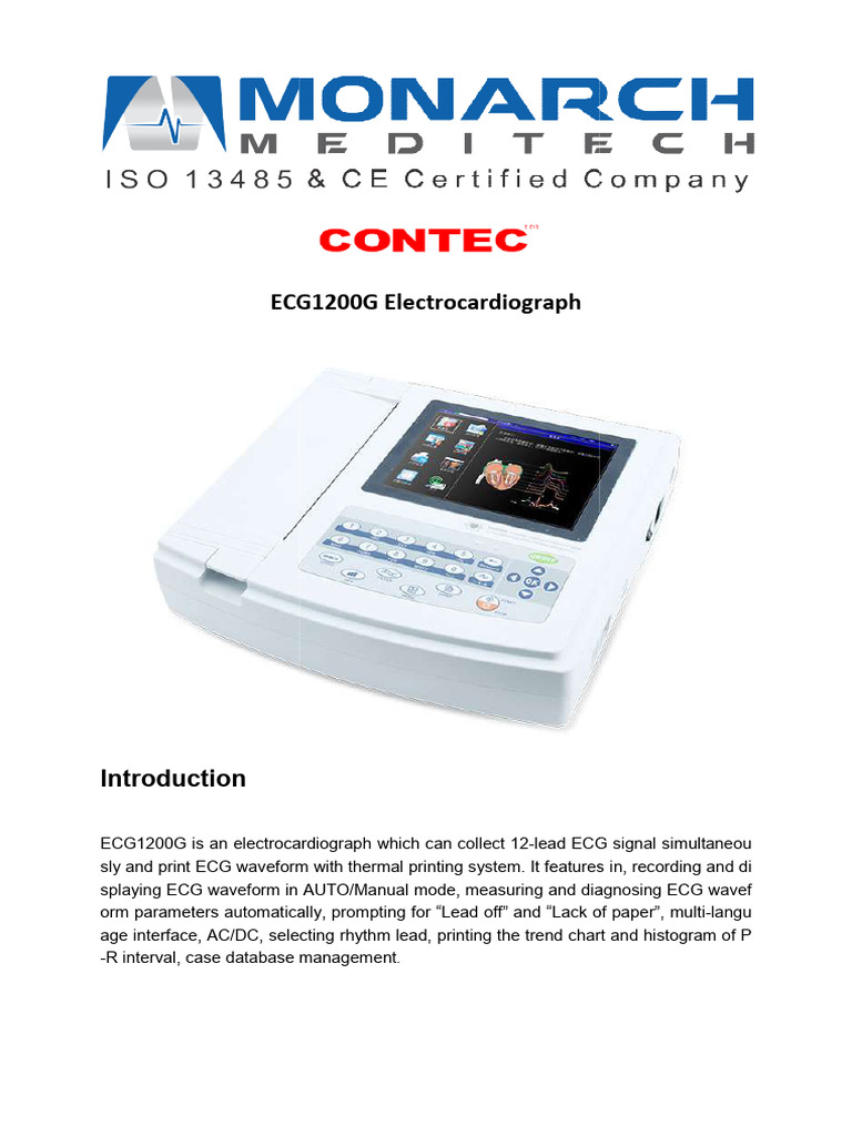 ECG1200G: 12-Lead Electrocardiograph | PDF
