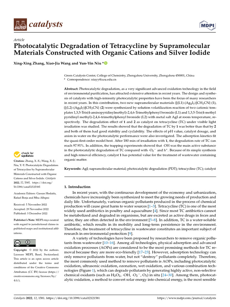 Photocatalytic Degradation of Tetracycline by Supr | PDF ...