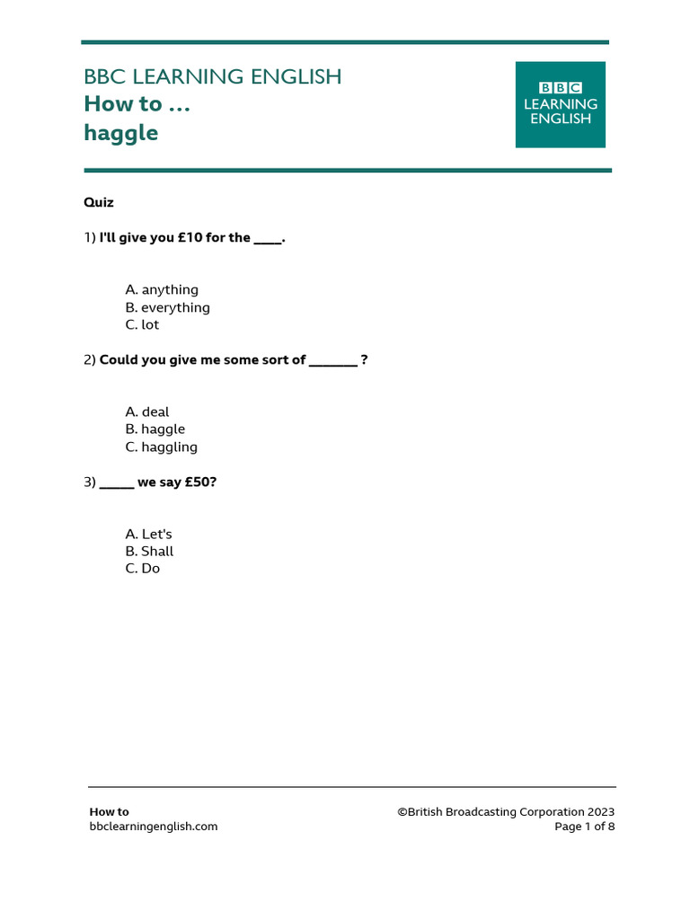 How to Haggle: Tips for Better Deals | PDF