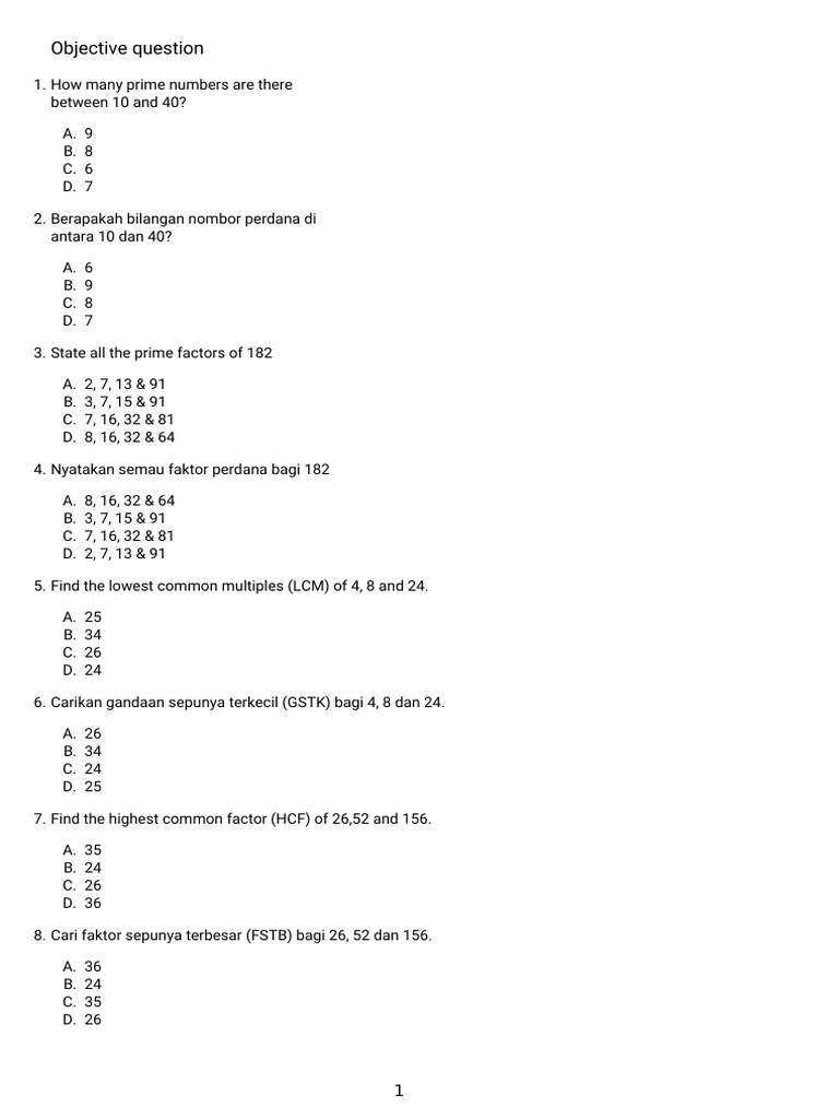 Mathematics - Mathematics F1 Bab 2 - 2022 | PDF