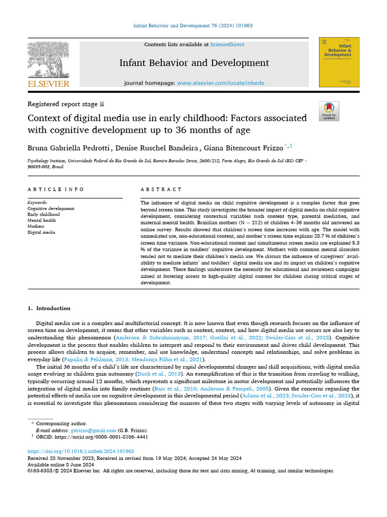 Pedrotti Et Al. 2024 | PDF | Child Development | Standard Deviation