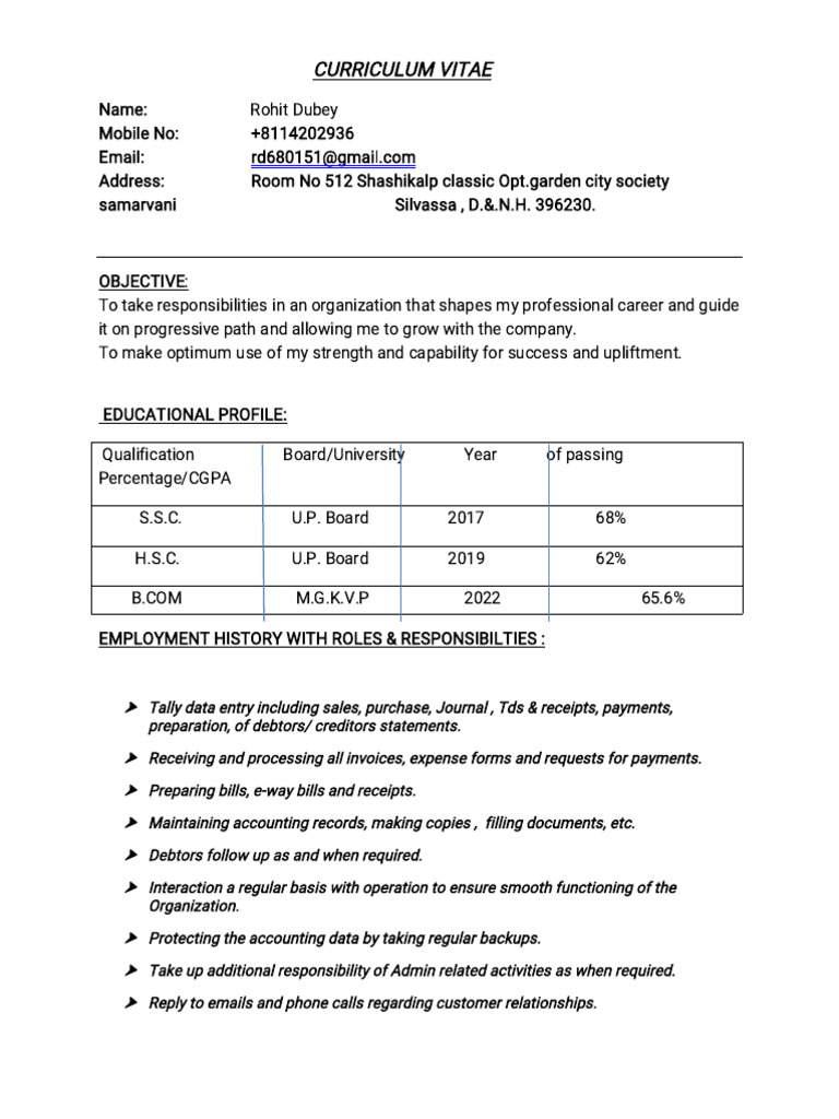 Rohit Dubey CV-1 | PDF Rohit Dubey CV-1 | PDF