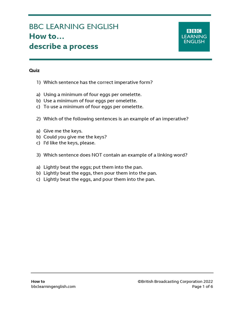 How To Describe A Process Worksheet | PDF | Semantic Units | Linguistics