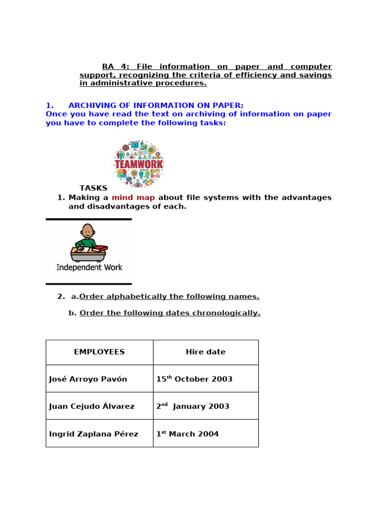 Archiving of Information On Paper: Once You Have Read The Text On ...