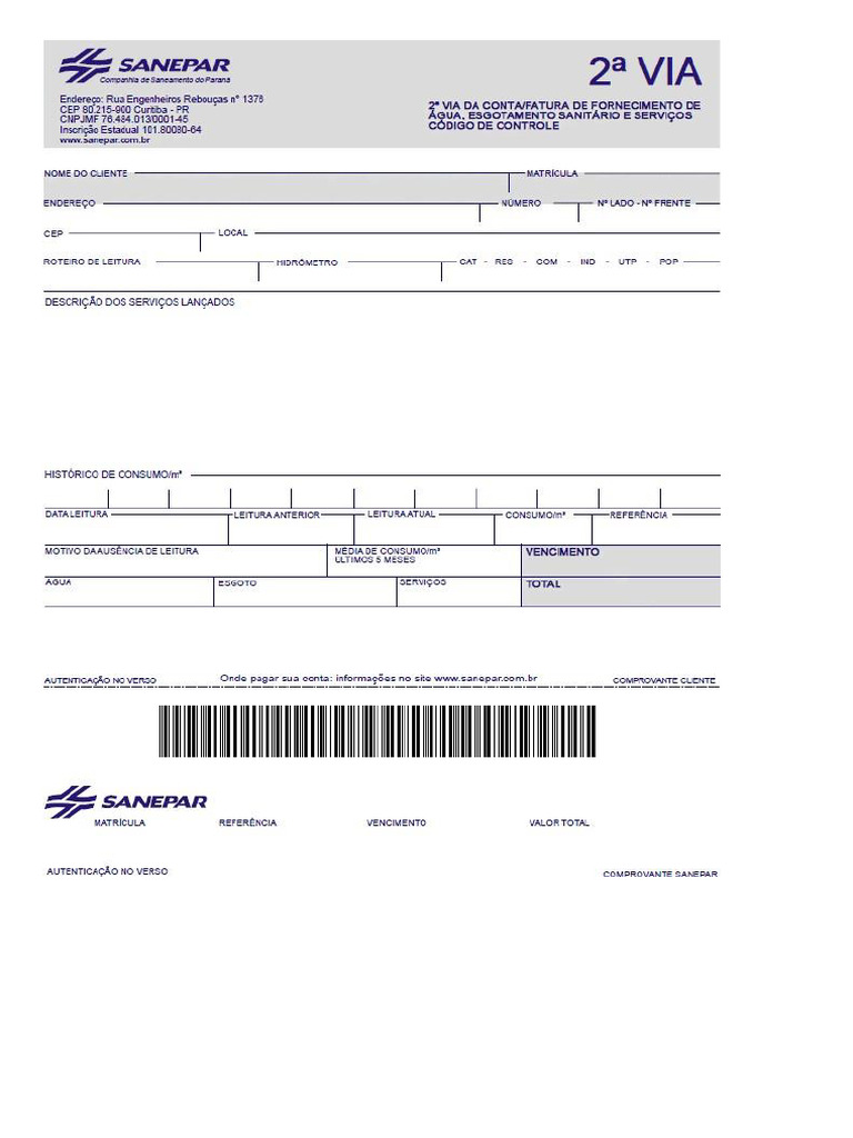 Boleto-Sanepar PARANA | PDF