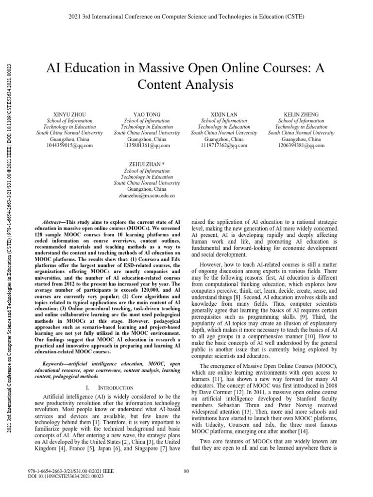 AI IN MOOC | PDF | Massive Open Online Course | Artificial Intelligence AI IN MOOC | PDF | Massive Open Online Course | Artificial Intelligence