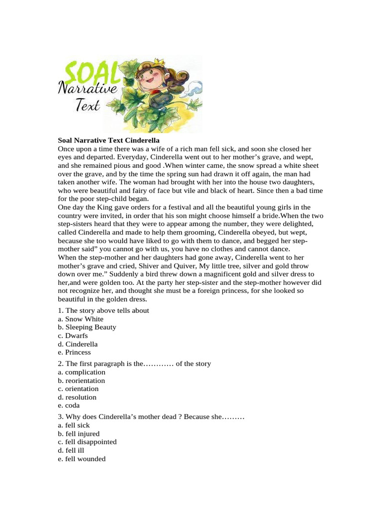 exercise Narrative Text | PDF | Snow White | Cinderella