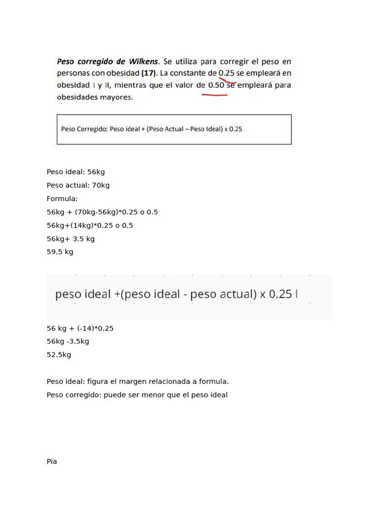 Cálculo del Peso Ideal y Ajustes | PDF