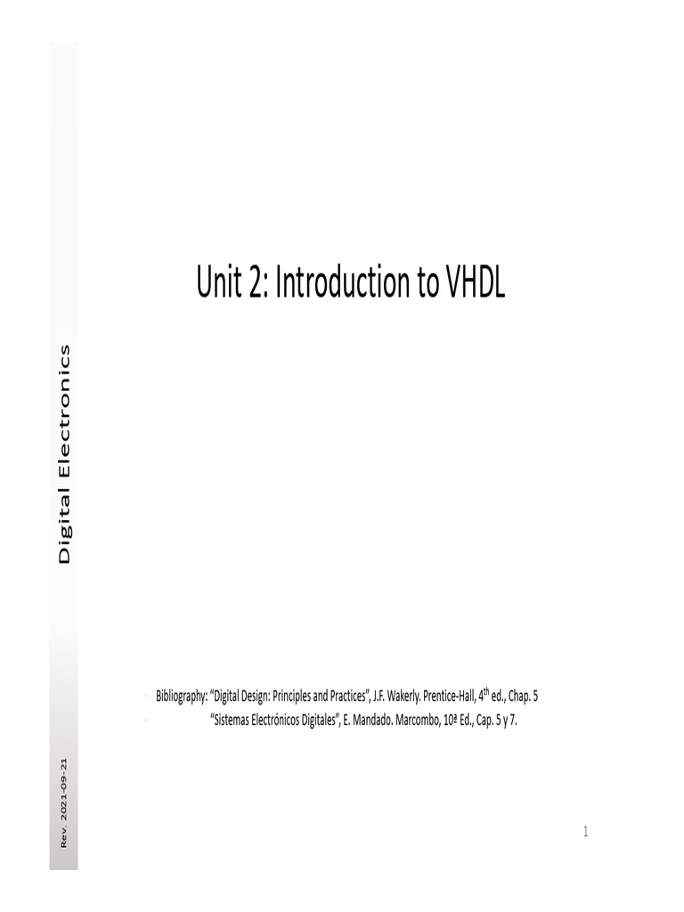 Unit 2 - Introduction To VHDL | PDF | Hardware Description Language | Vhdl