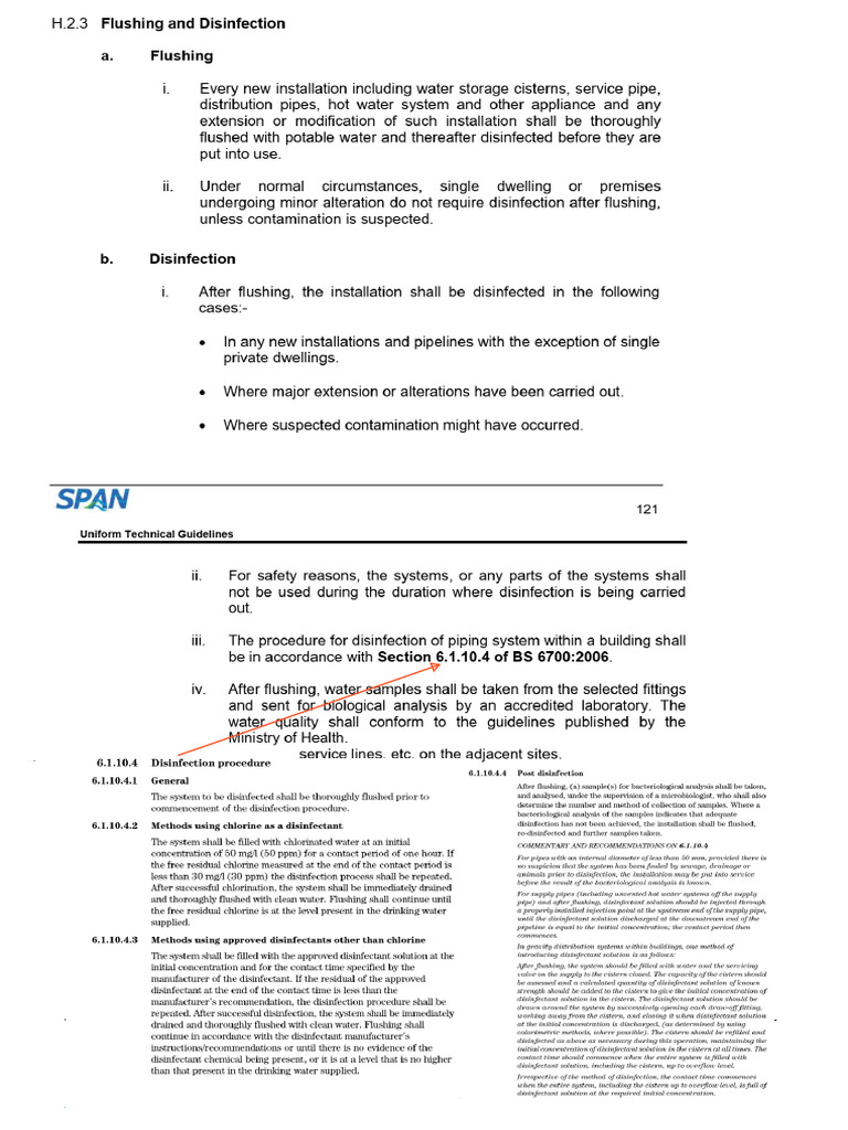SPAN UTG - Flushing and Disinfection | PDF