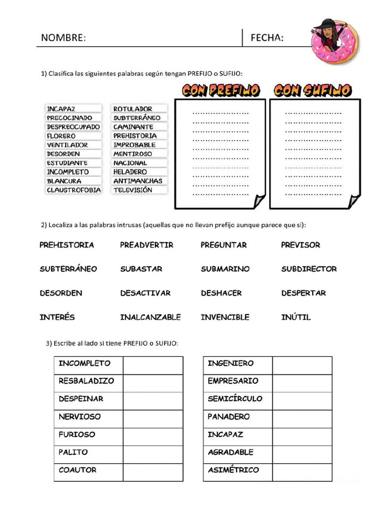 Prefijos y Sufijos Acentuacion y Analisis Sustantivos | PDF