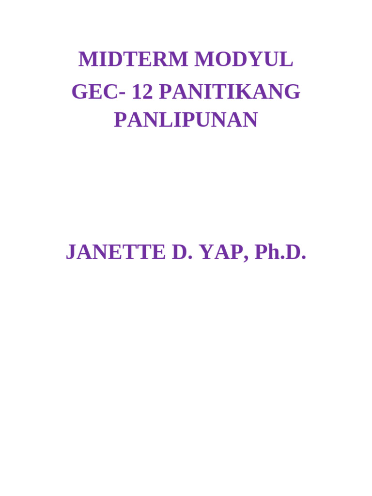 Gec 12 Midterm Modyul Yunit 1 | PDF
