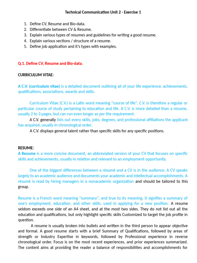 TC Unit 2 Ex1 | PDF | Résumé | Business Documents