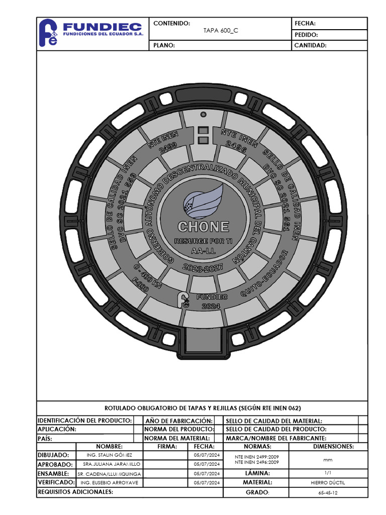 600MM - 400KN - Chone Cuadros 2024 Aass | PDF | Negocios | Hogar, jardinería y bricolaje