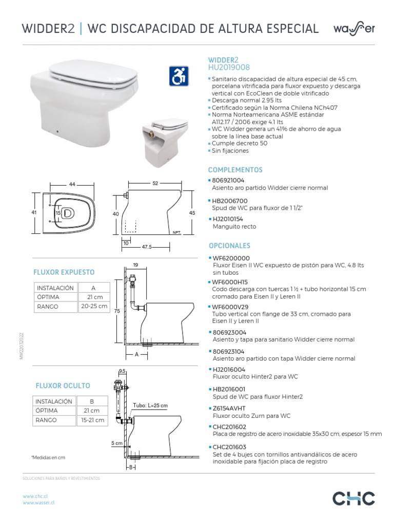 WC Discapacidad Altura Especial 45 cm | PDF | Materiales de construcción