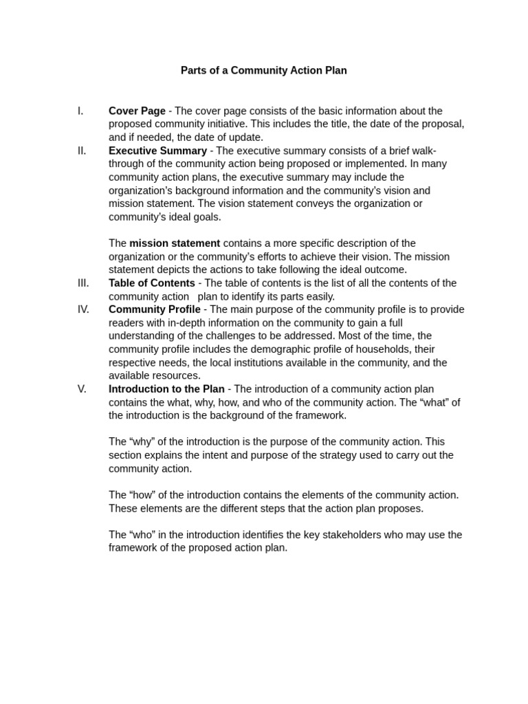 Components of a Community Action Plan | PDF | Goal | Information