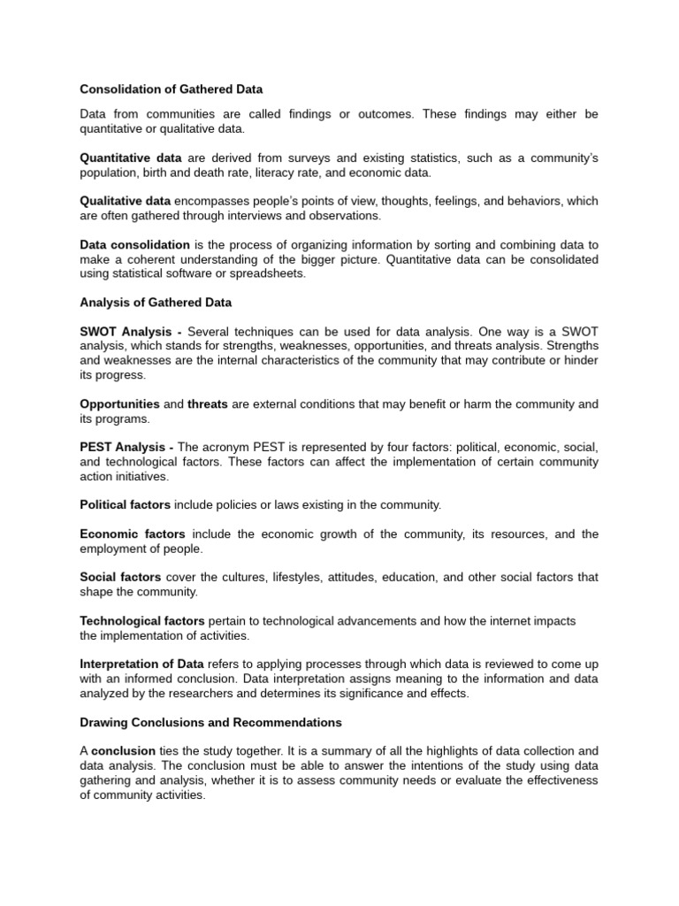 Consolidation of Gathered Data | PDF | Swot Analysis | Data
