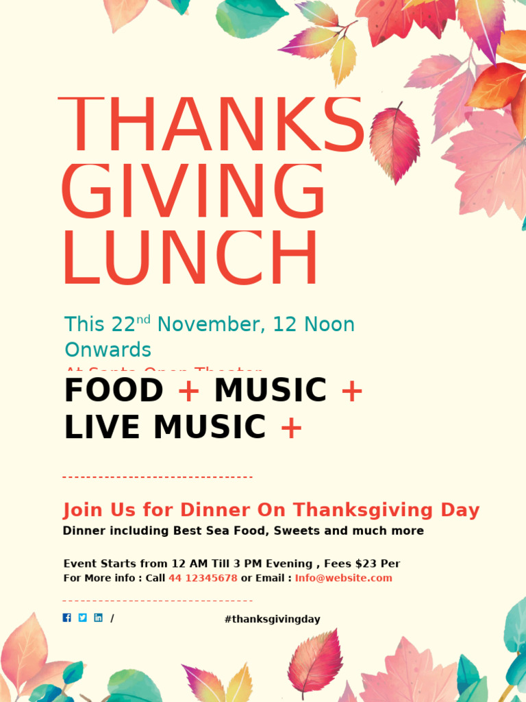 Thanksgiving Lunch Flyer Template | PDF