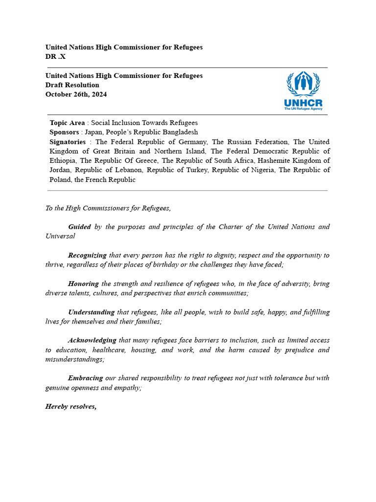 Example of DR Format MUN | PDF | Refugee | Asylum Seeker