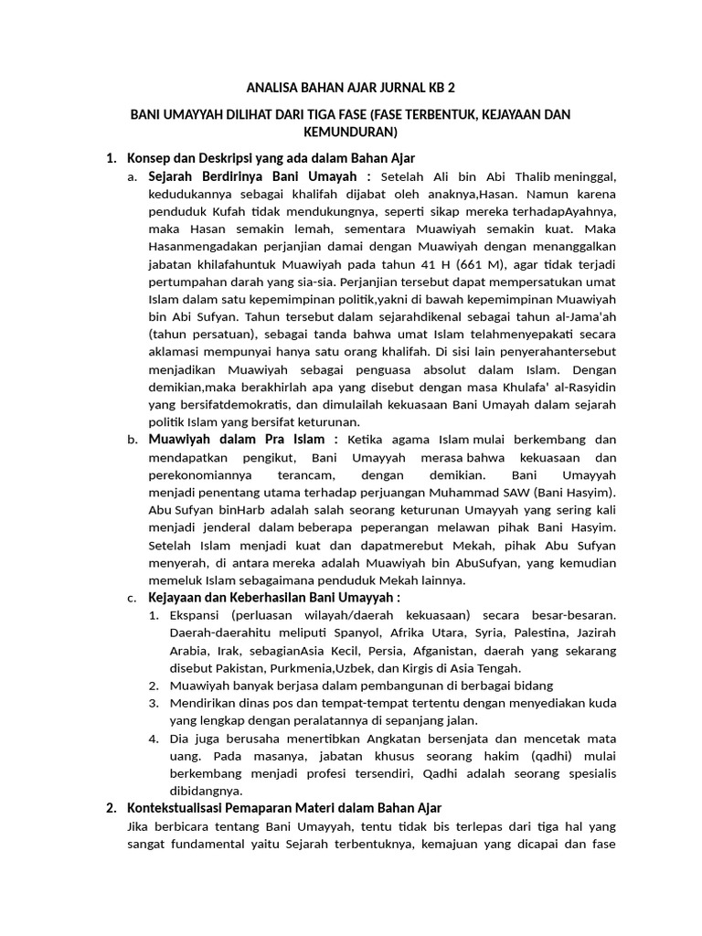 Analisa Bahan Ajar Jurnal KB 2 | PDF