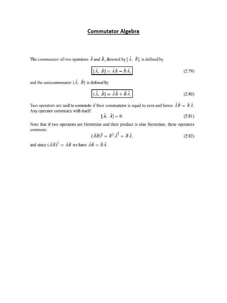 8 (Commutator Algebra) | PDF