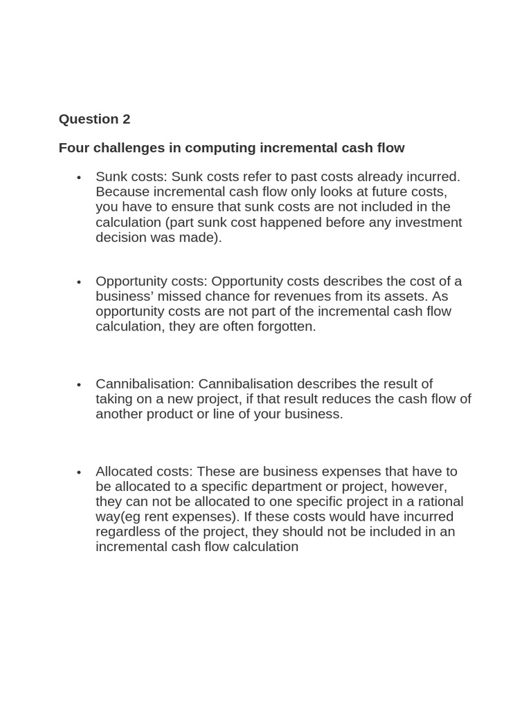 Incremental Cash Flow Challenges | PDF