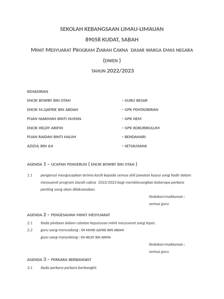 Minit Mesy Program Cakna 2022 | PDF