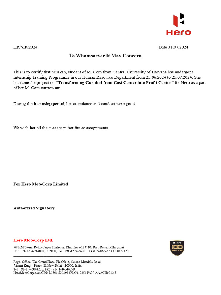 Internship Muskan Gulia | PDF