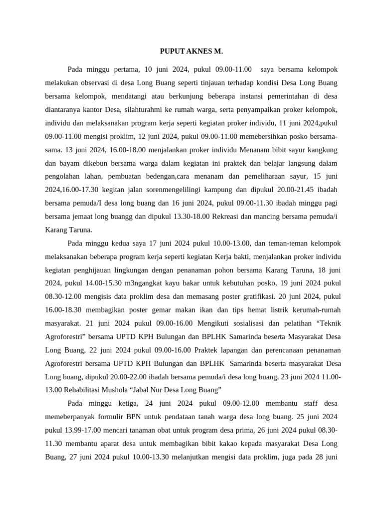 Rekapitulasi Kegiatan Migguan Kkn-2 | PDF