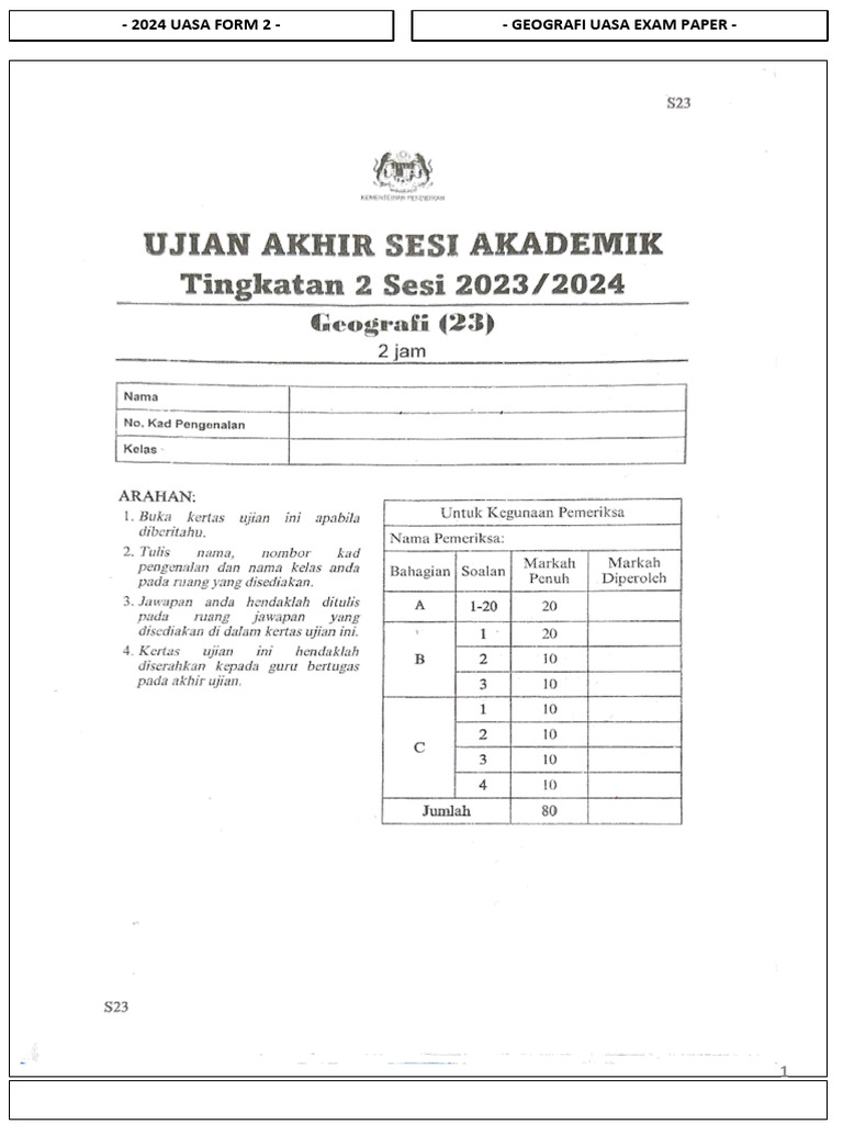 f2 Geo Nov Exam Student | PDF