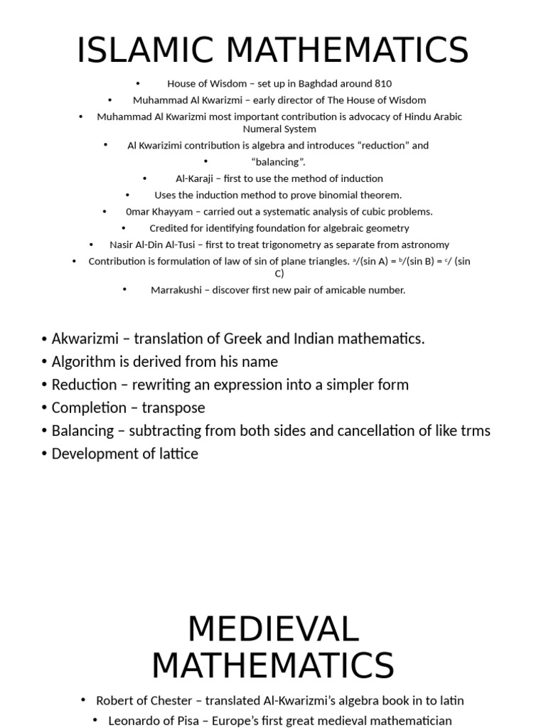 Islamic and Medieval Math Contributions | PDF | René Descartes | Calculus