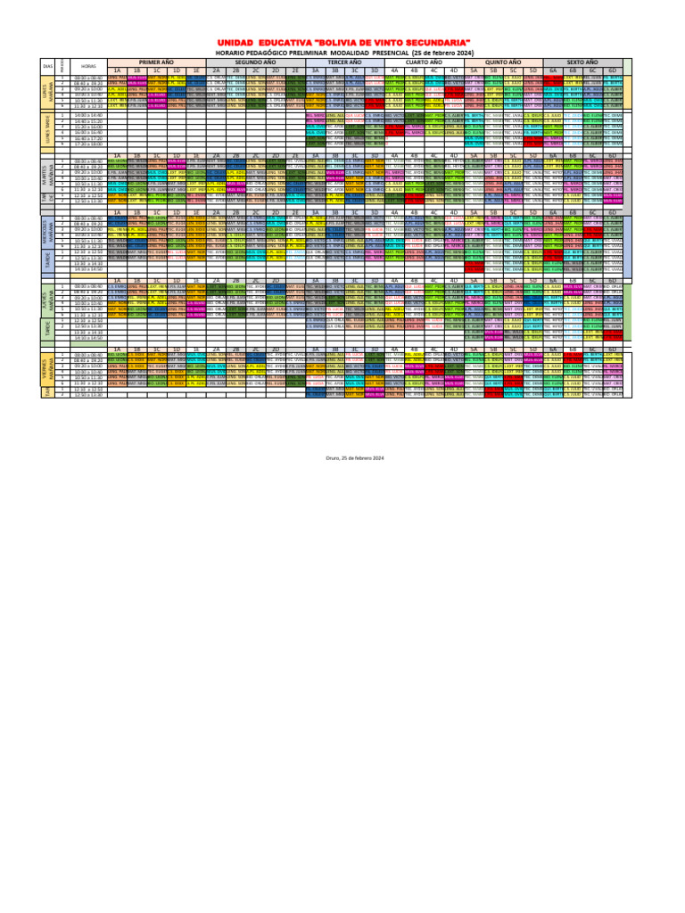 Horario 18 Marzo BOLIVIA 2024 | PDF