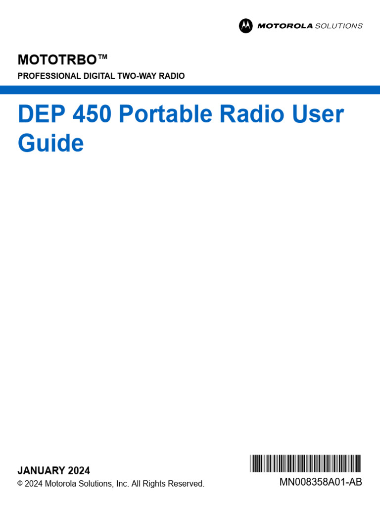 MN008358A01-AB Multilingual MOTOTRBO DEP 450 Portable Radio User Guide ...