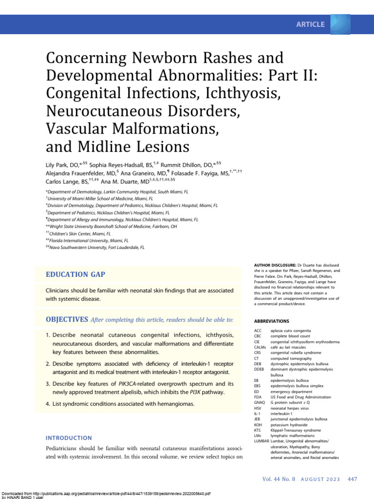 Concerning Newborn Rashes and Developmental Abnormalities Part II | PDF ...