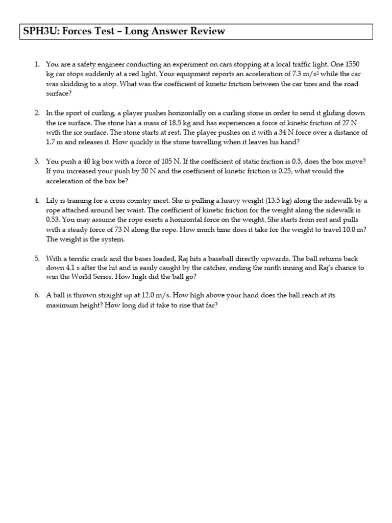 Forces Long Answer Review | PDF
