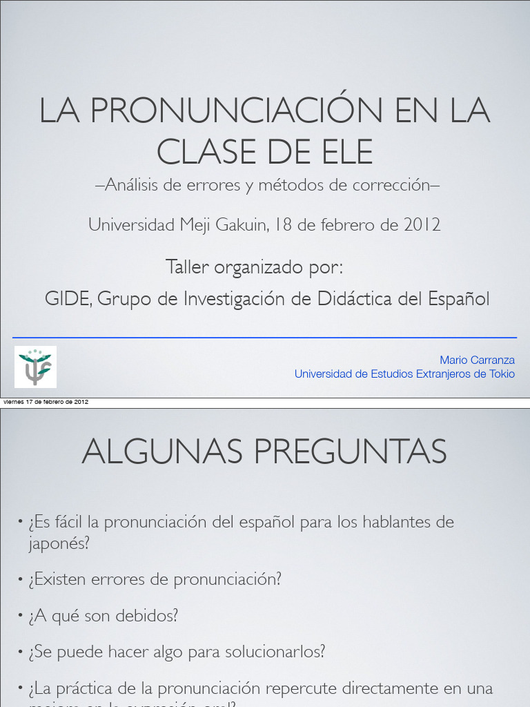 La Pronunciacion en La Clase de ELE | PDF | Fonología | Fonética