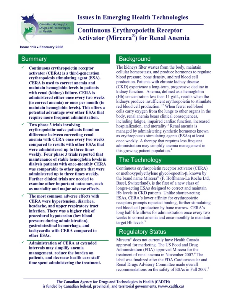 E0025 Mircera For Renal Anemia Cetap e | PDF | Chronic Kidney Disease ...