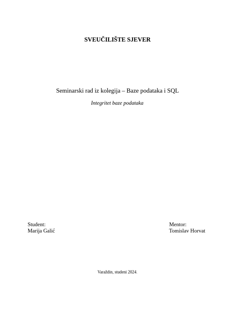 Integritet Baze Podataka | PDF