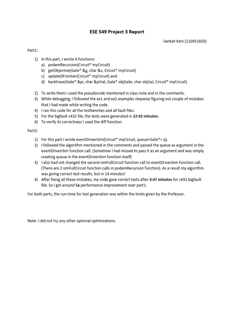 PODEM Implementation Report | PDF