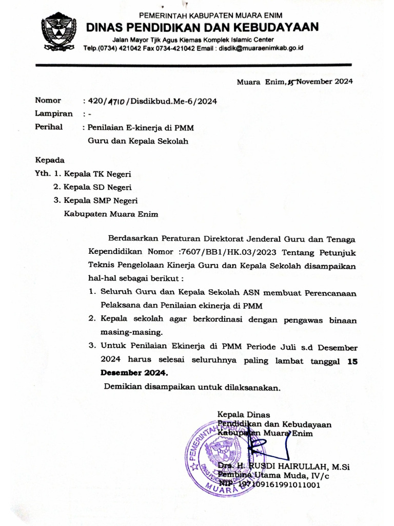 PENILAIAN EKINERJA Di PMM GURU Dan KEPSEK | PDF