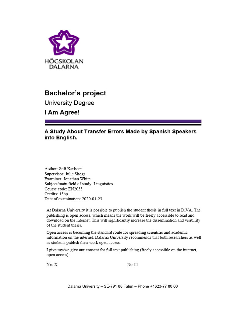 FULLTEXT01 | PDF | Second Language | Second Language Acquisition