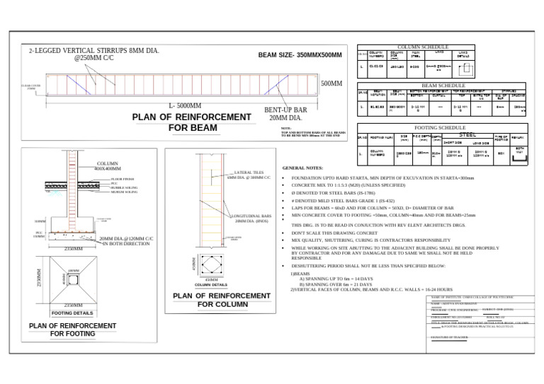Beam, Column, and Footing Reinforcement Details | PDF | Structural ...